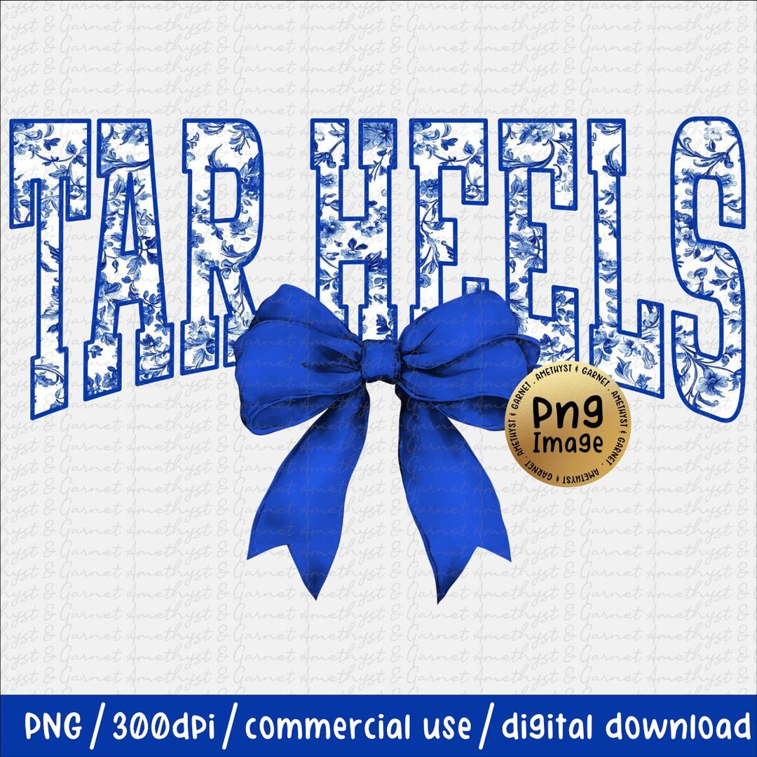 Tar Heels Blue Floral Toile Chinoiserie Sports Team Water Color ...