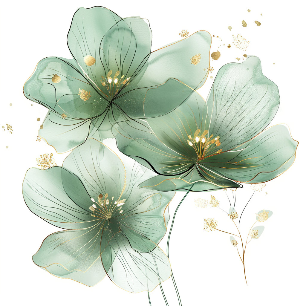 12 imágenes prediseñadas de flores verdes, estampado floral verde ...