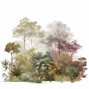 17 Watercolor Jungle Clipart Jungle Landscape Digital Paper Tropics ...