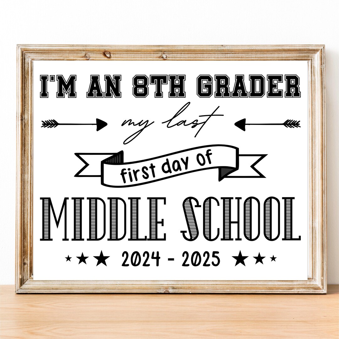 First Day of 8TH Grade Sign, First Day of School Sign, Printable 8TH ...