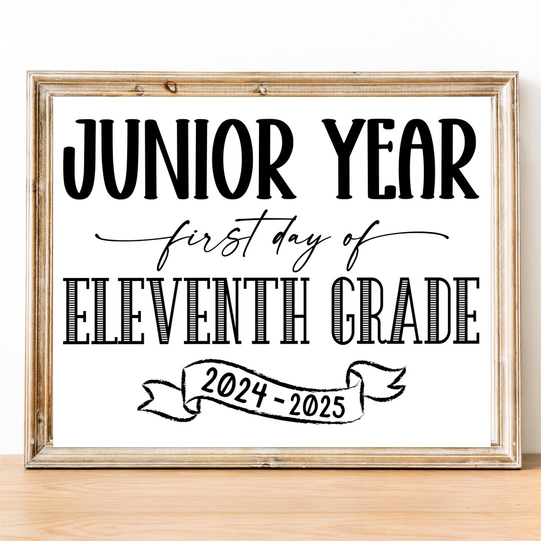 Minimalist First Day of 11th Grade Sign Printable, Modern Back to ...