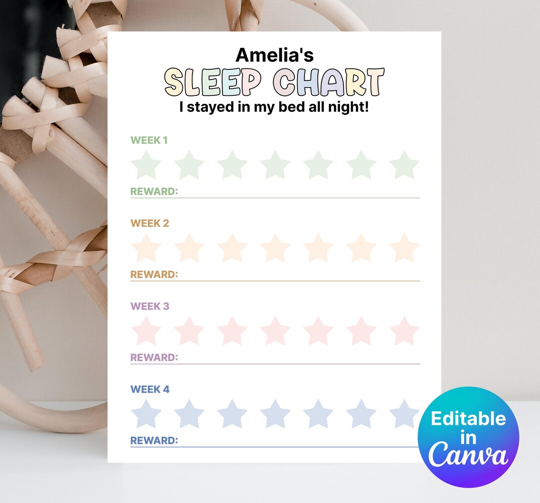 Stay in Bed Reward Chart, Printable Bedtime Routine Chart, Kids ...