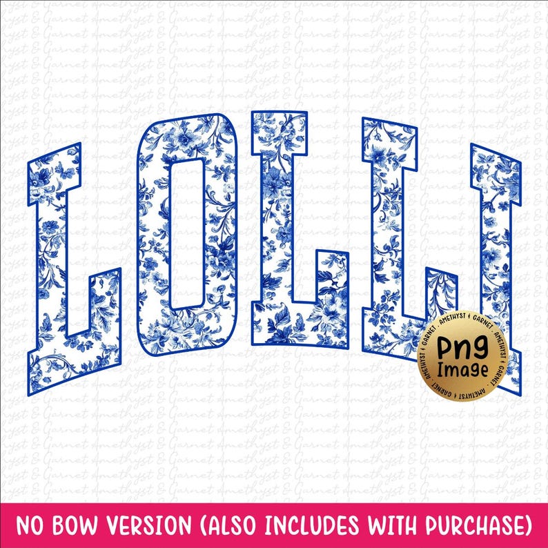 Floral Lolli PNG, Coquette Lolli PNG, Blue Bow Lolli DTF, Chinoiserie ...