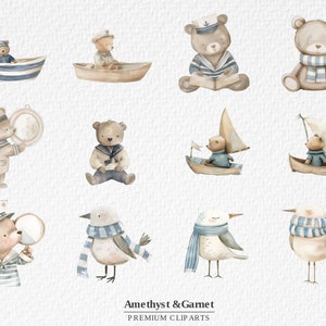 Nautical Cute Sailor Teddy Bear Clipart, Nautical Nursery Clipart ...