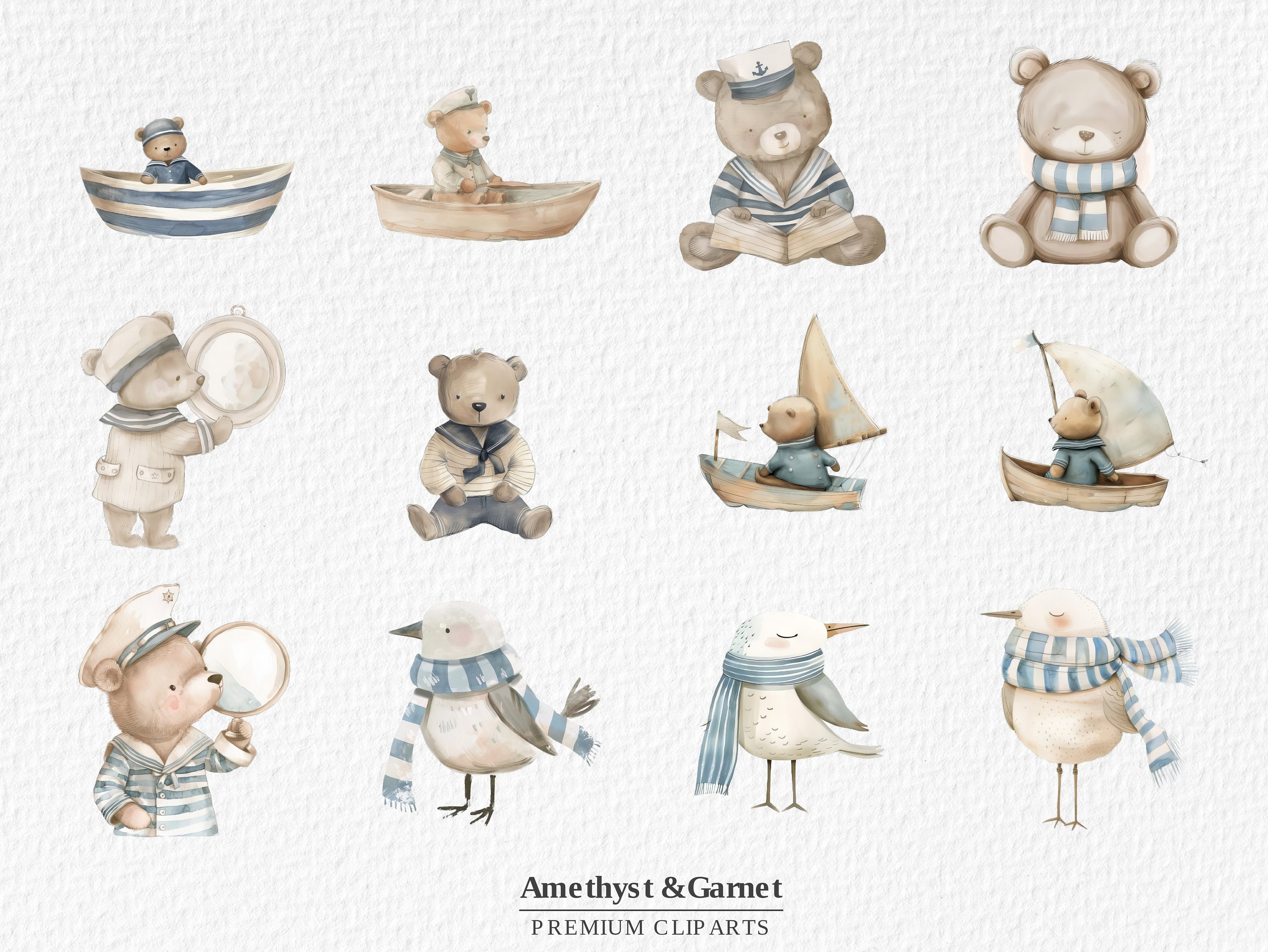 Nautical Cute Sailor Teddy Bear Clipart, Nautical Nursery Clipart ...