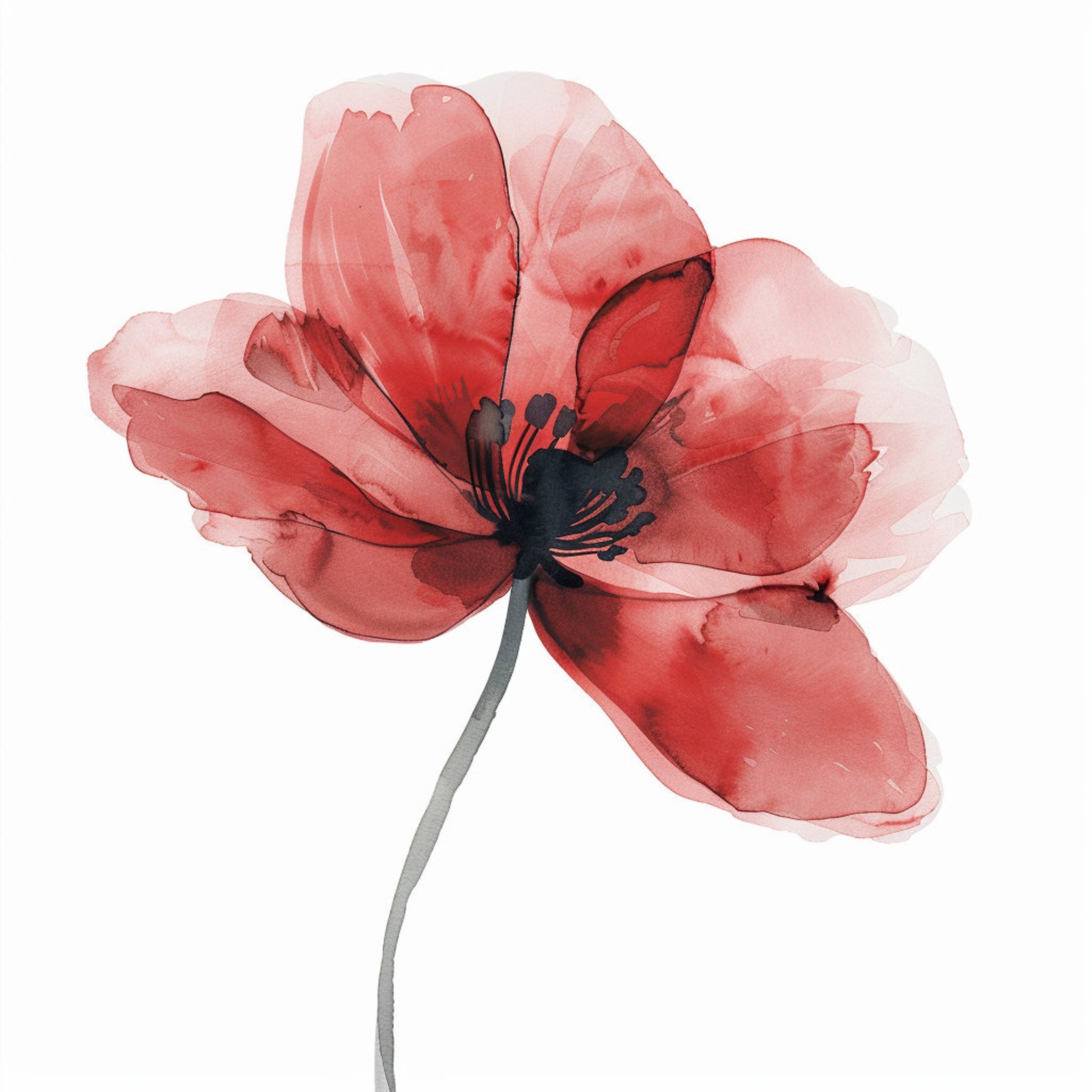 15 Red Flowers Clipart, Red Floral Print, Printable Watercolor Clipart ...