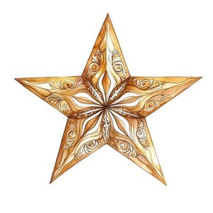 12 Gold Christmas Stars Clipart Commercial Use Printable Watercolor ...