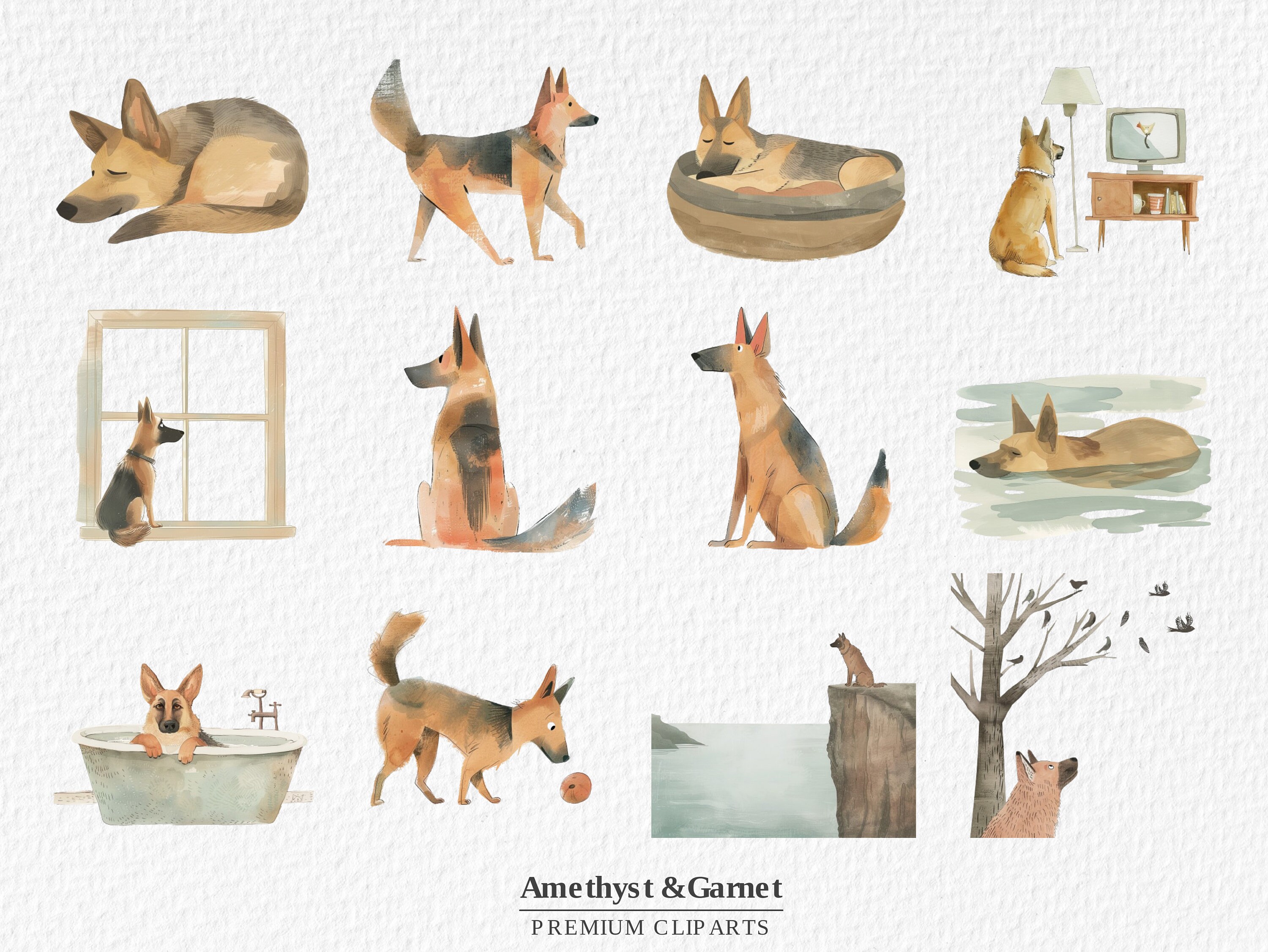 Watercolor German Shepherd PNG, Dog PNG, German Shepherd Art, Cute Dog ...