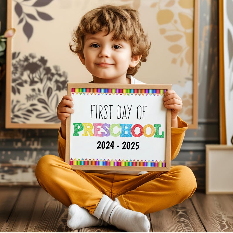 First Day of Preschool Sign, First Day of School Sign, Printable ...