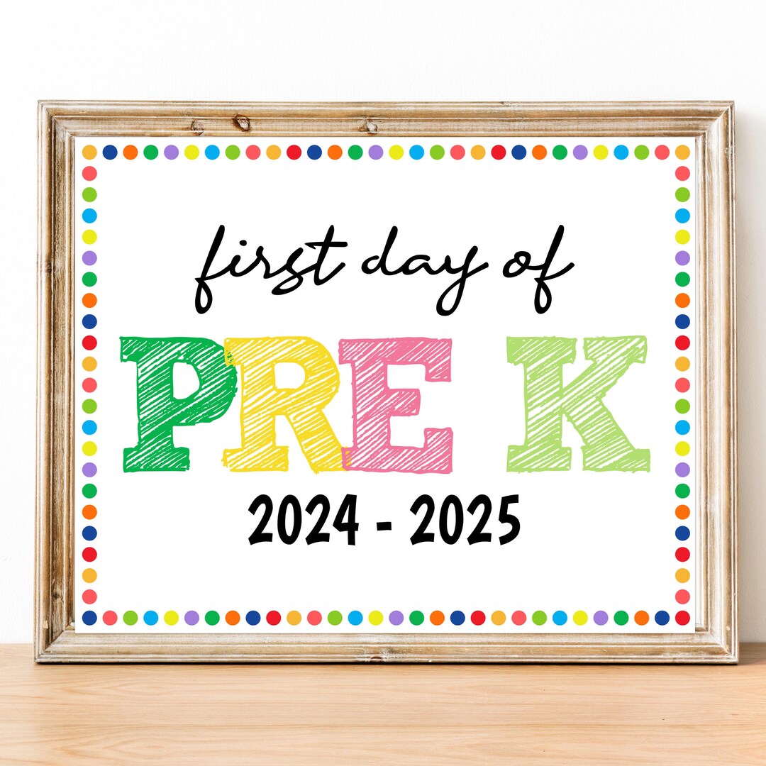 First Day of Pre-k Printable Sign Instant Digital Download Back to ...