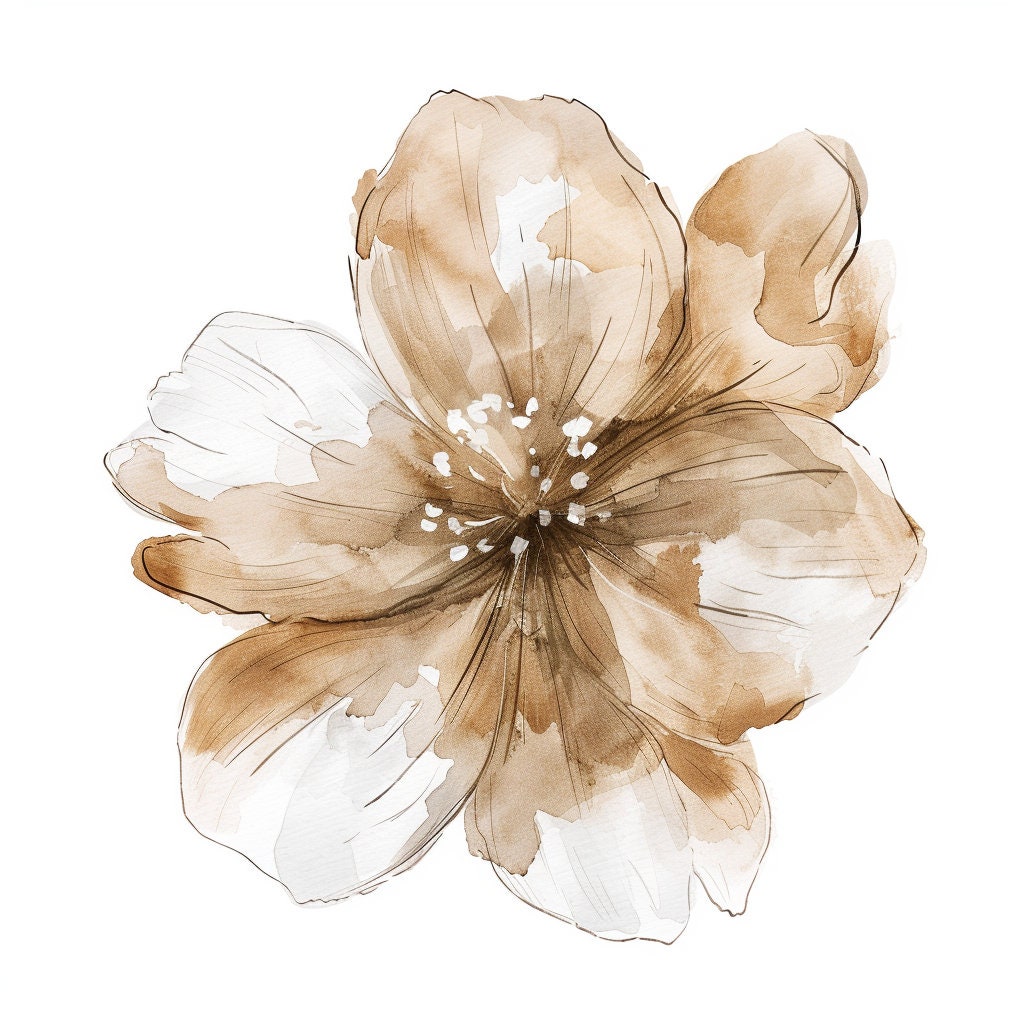 12 Boho Flowers Clipart, Boho Floral Print, Printable Watercolor ...