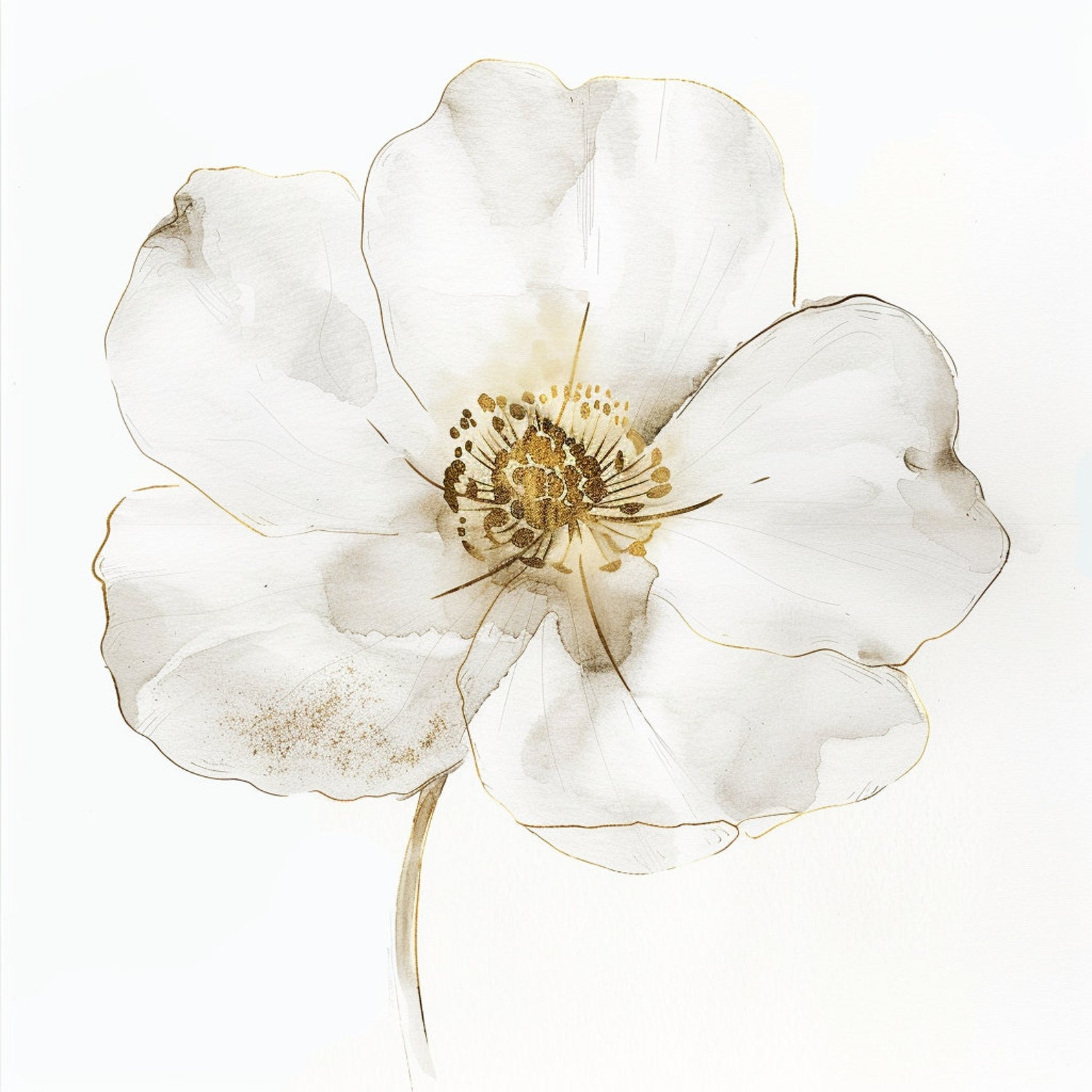 12 White Flowers Clipart, White Floral Print, Printable Watercolor ...