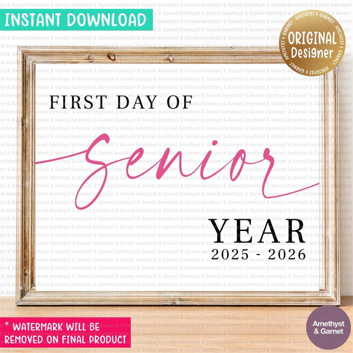 Minimalist First Day of Senior Year Sign Printable, Modern Back to ...
