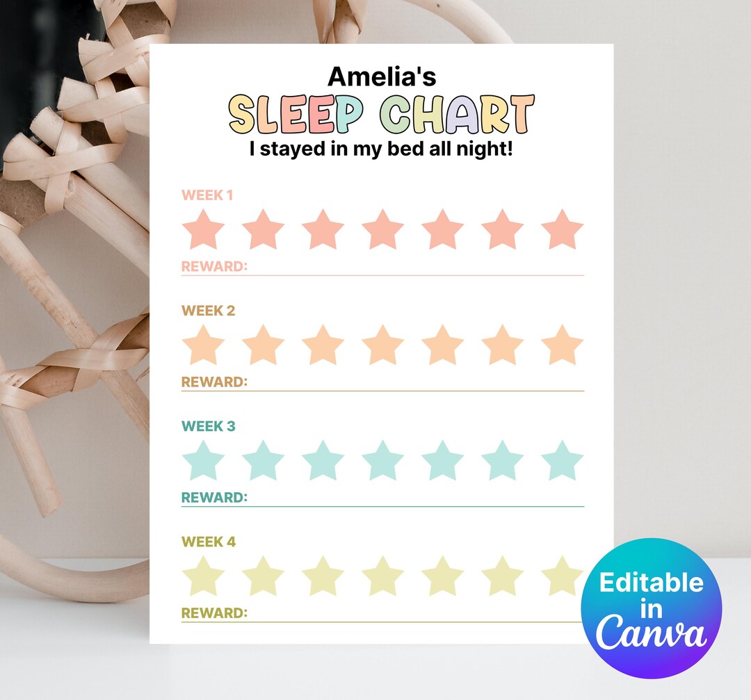 Stay in Bed Reward Chart, Printable Bedtime Routine Chart, Kids ...