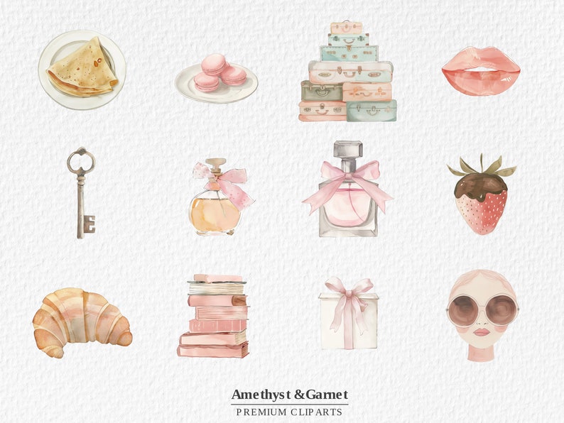 Paris Watercolor Clipart, Bonjour Paris PNG, Eiffel Tower PNG, Travel ...