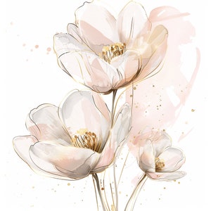 14 Boho Flowers Clipart, Boho Floral Print, Printable Watercolor ...