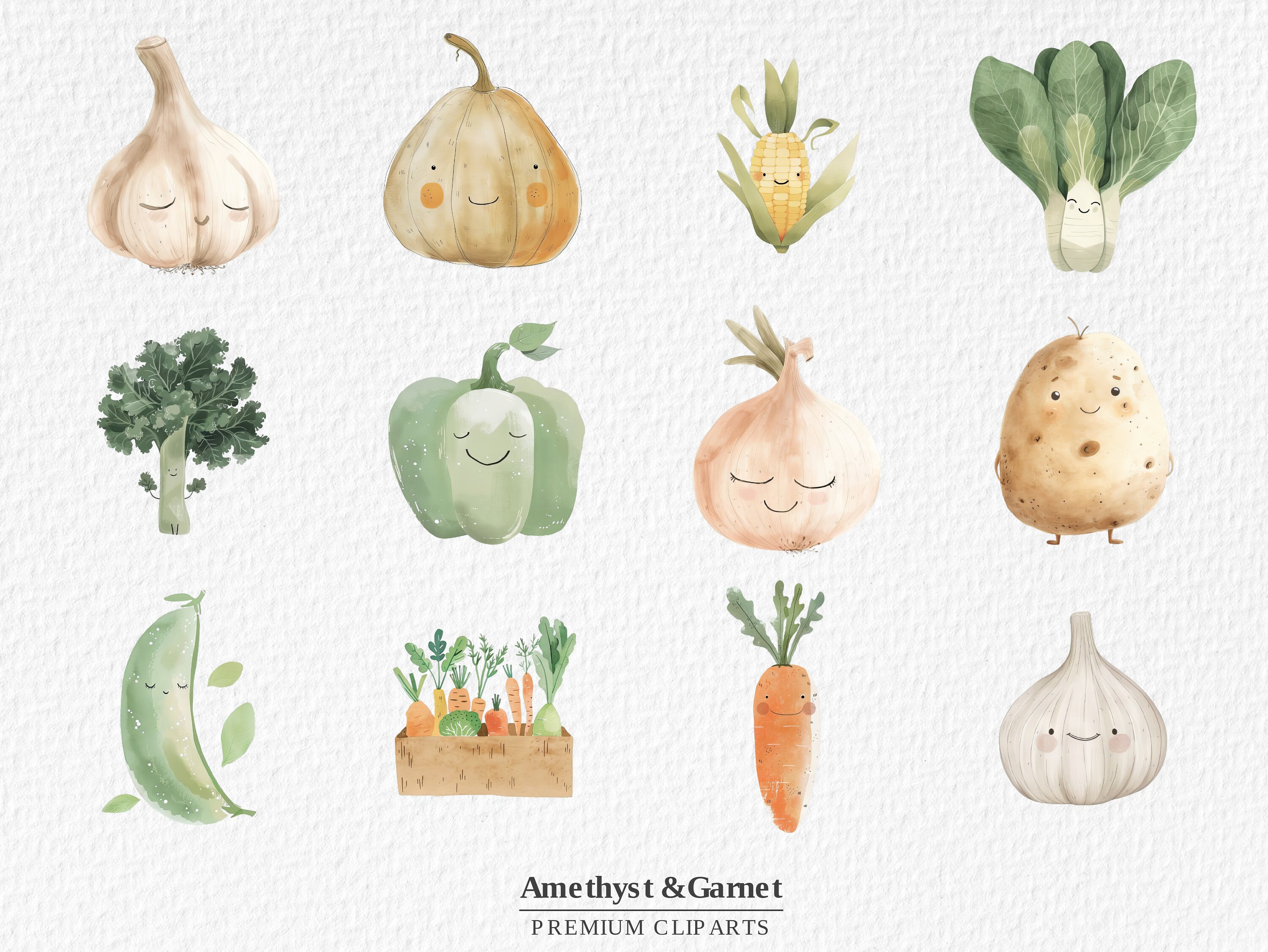 Farm Fresh Veggie Clipart Set for Creative Project, Transparent ...