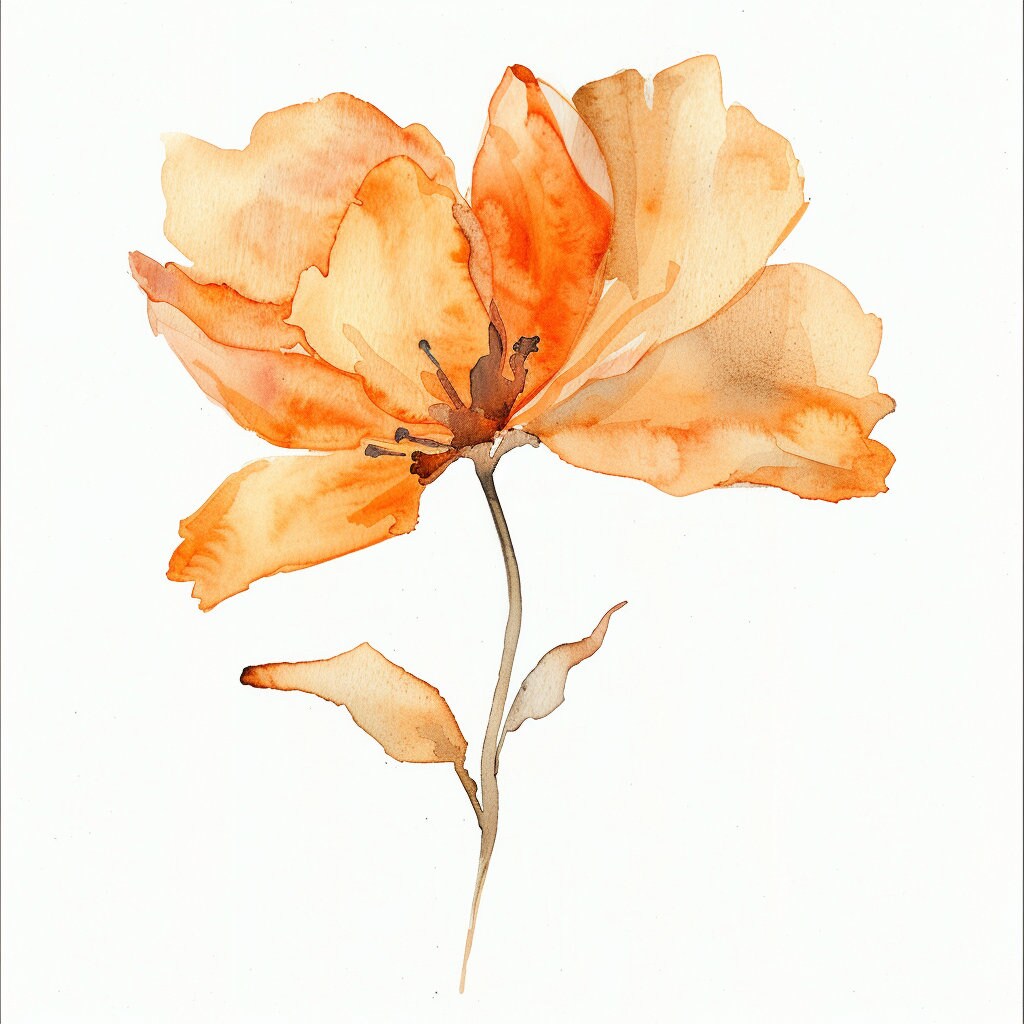 12 Orange Flowers Clipart, Orange Floral Print, Printable Watercolor ...