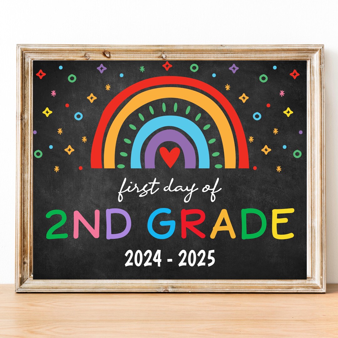 First Day of 2nd Grade Sign, First Day of School Sign, Printable 2nd ...