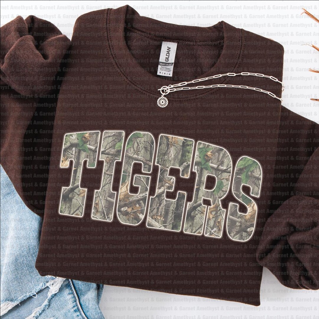 Tigers Retro Camo Typography Distressed School Spirit PNG School Mascot ...