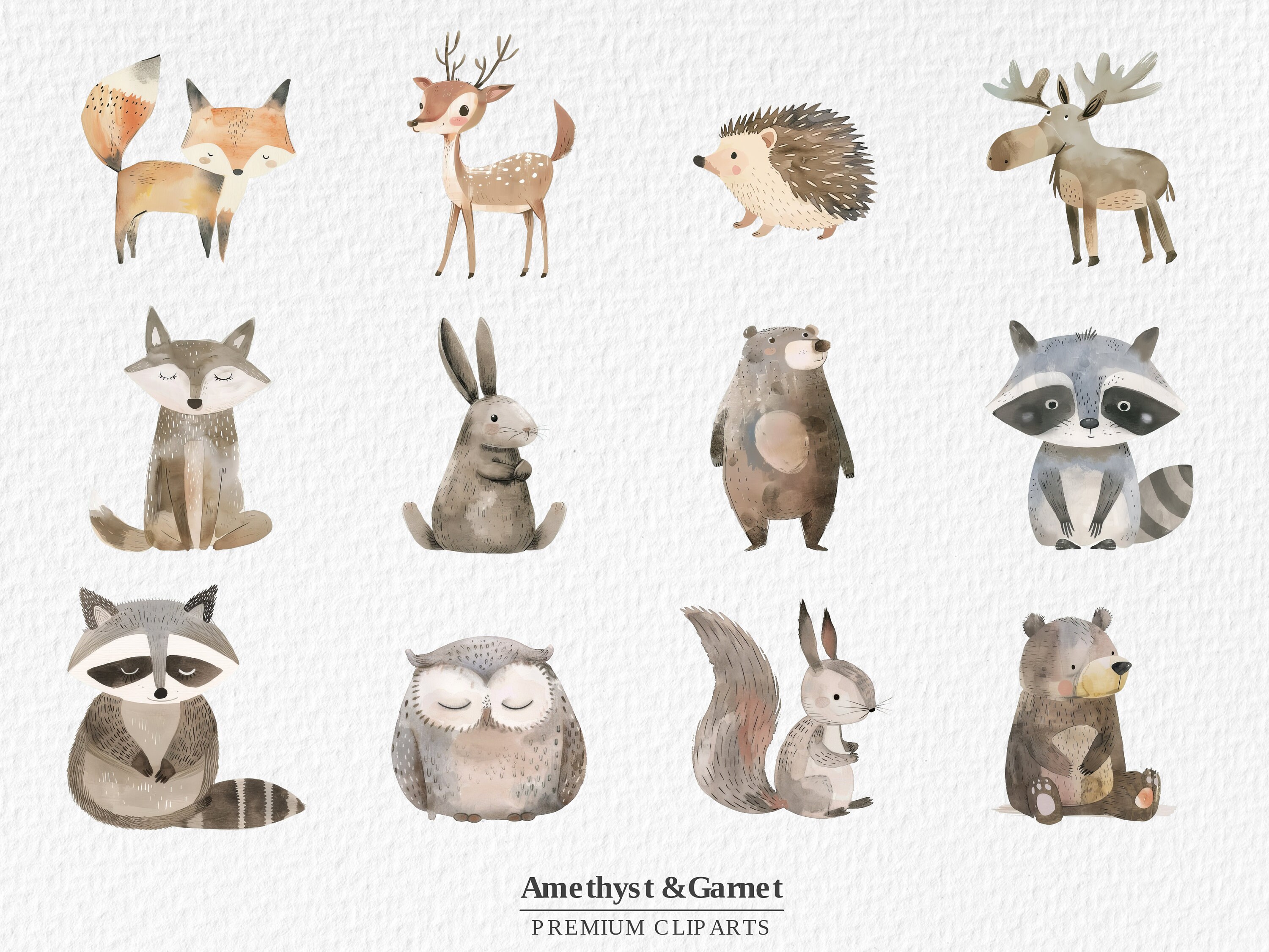 Boho Woodland Animals Clipart, Safari Animals Clipart, Bear, Fox ...