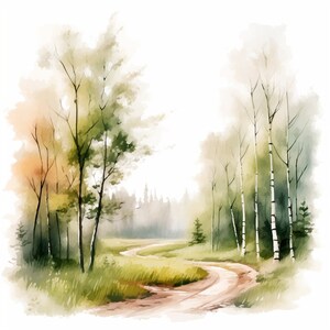 Country Path Clipart, 9 High Quality Jpgs, Watercolor Art, Digital ...