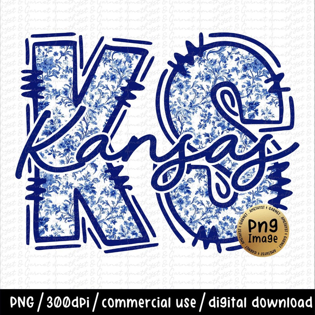 Kansas State USA Shirt Design PNG, Trendy Kansas Png, Blue Floral Toile ...