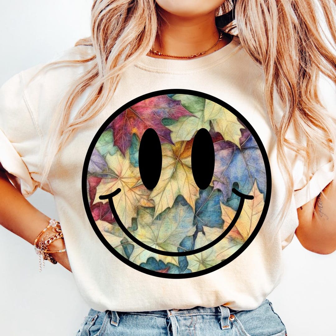 Autumn Fall Leaves PNG Retro Smiley Face PNG Retro Flowers PNG Fall ...