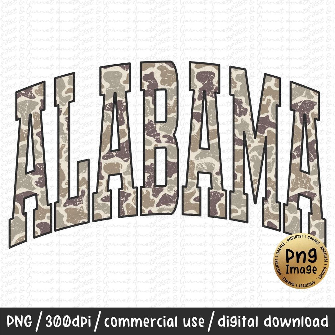 Alabama Camo Retro State USA Typography Shirt Design PNG, Trendy ...
