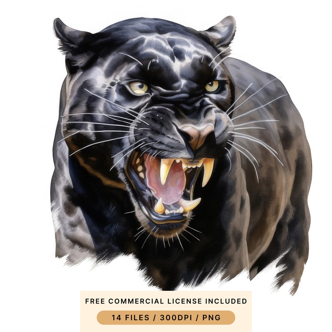 14 Black Puma Profile Clipart, Watercolor Puma, Printable Watercolor ...