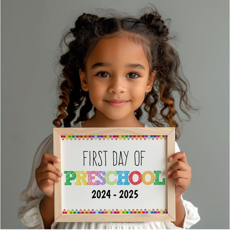 First Day of Preschool Sign, First Day of School Sign, Printable ...