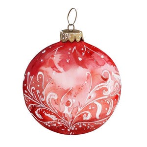 10 Red Baubles Clipart ,commercial Use Printable Watercolor Clipart ...