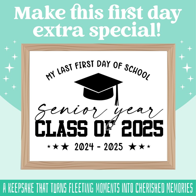 First Day of Senior Year Sign Printable, Modern Back to School Class of ...