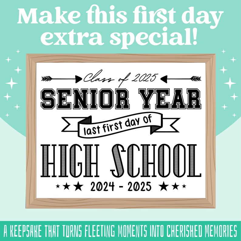 First Day of Senior Year Sign Printable, Modern Back to School Class of ...