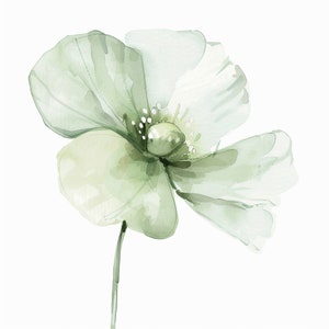 11 Green Flowers Clipart, Green Floral Print, Printable Watercolor ...