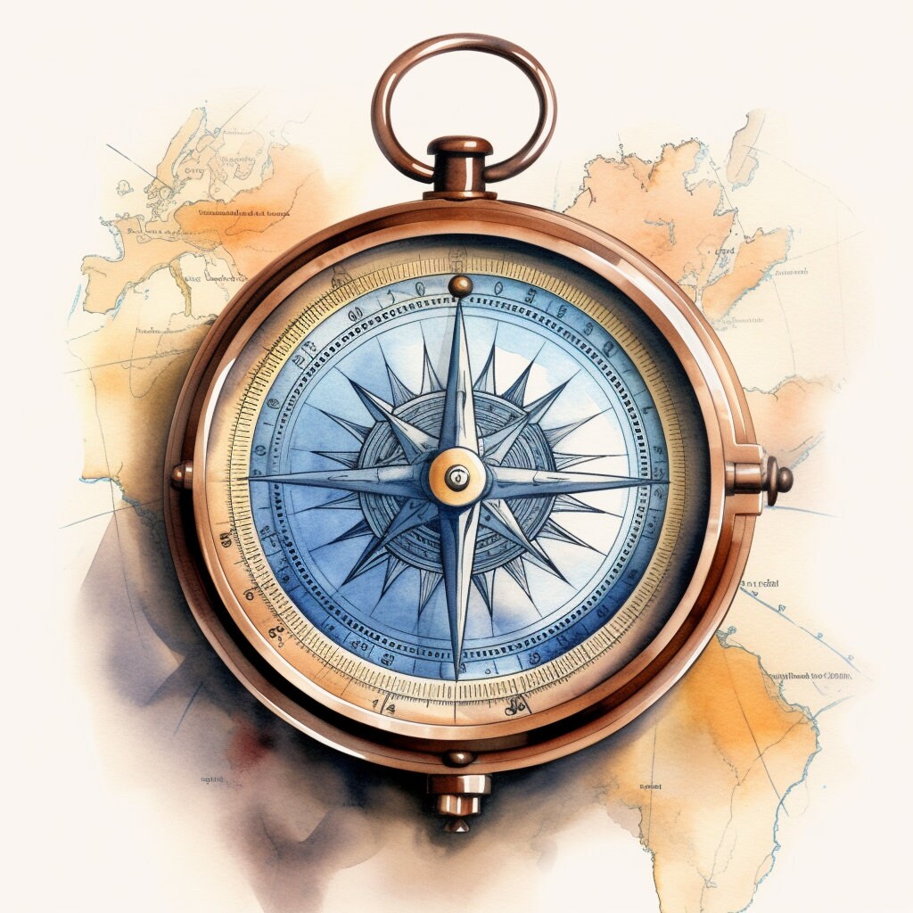 Watercolor Compass Clipart Bundle 10 High Quality Jpgs Digital ...