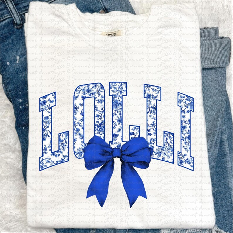 Floral Lolli PNG, Coquette Lolli PNG, Blue Bow Lolli DTF, Chinoiserie ...