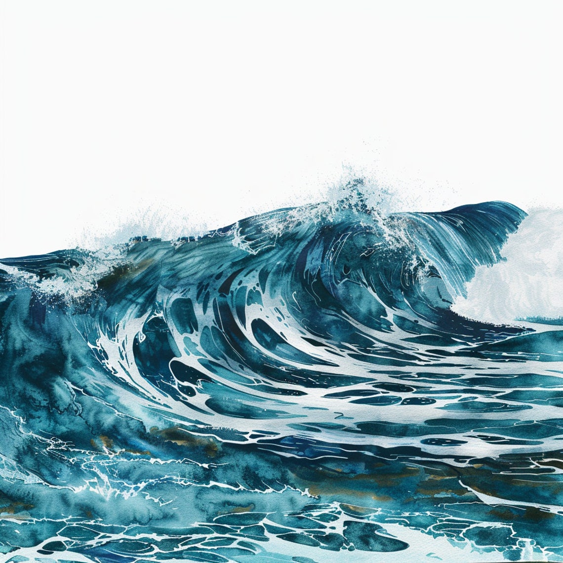 Wave Clipart Serene Wave Clipart Bundle 14 High-quality Images Ocean ...