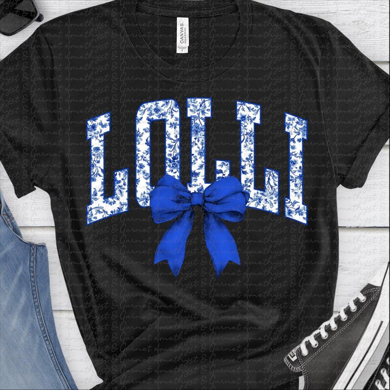 Floral Lolli PNG, Coquette Lolli PNG, Blue Bow Lolli DTF, Chinoiserie ...