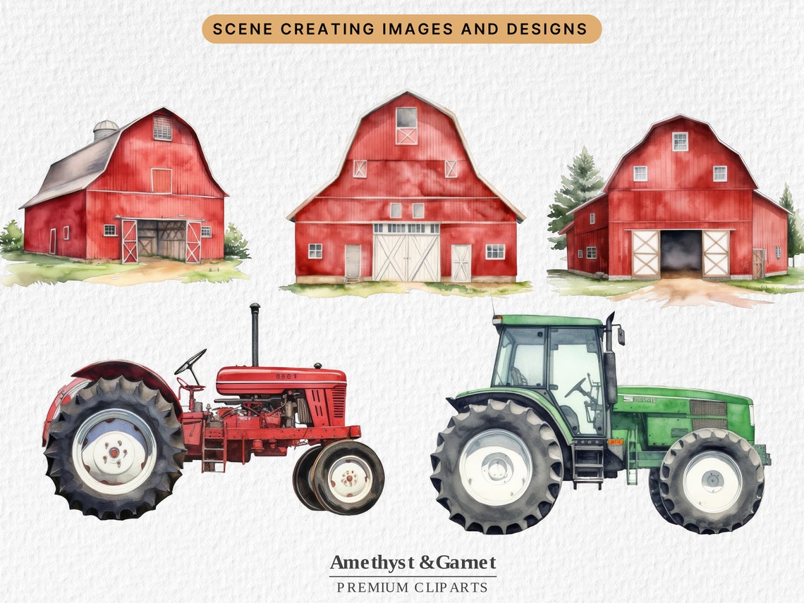 Watercolor Farm Clipart, Farm Animal PNG, Baby Animals, Spring Clipart ...
