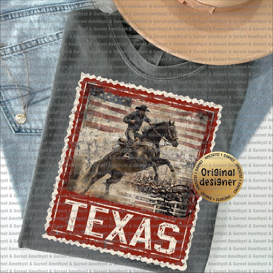 Texas Rodeo Stamp State Design PNG Shabby Chic Cottage Core ...