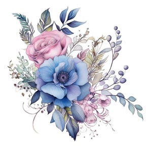 11 Boho Flowers Clipart ,commercial Use, Printable Watercolor Clipart ...