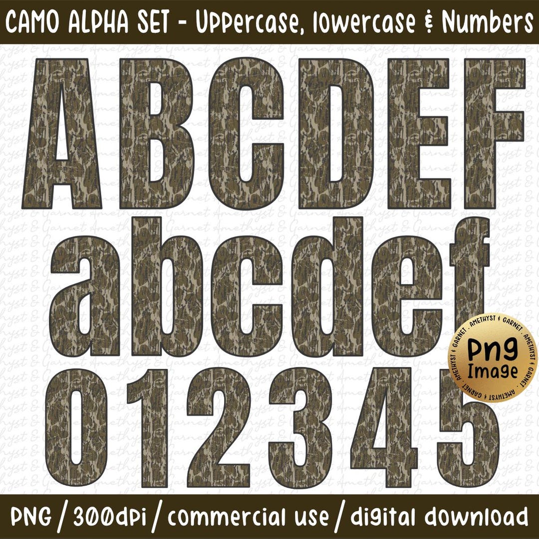 Old Camo PNG Alphabet Set, Army Old Camouflage, Digital Design ...