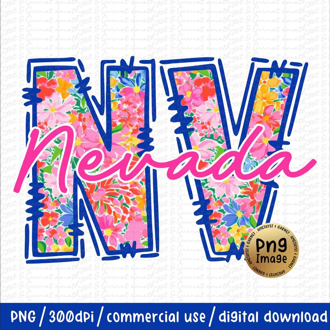 Nevada Preppy Summer Shirt Design PNG, Trendy Nevada Png, Blue Floral ...