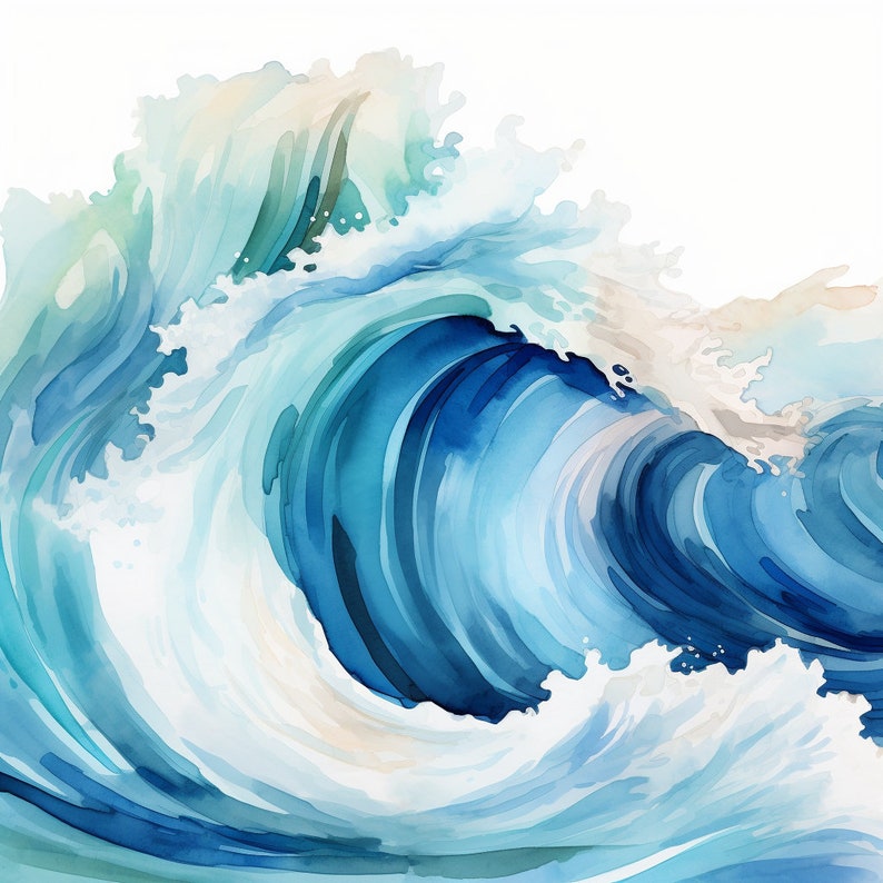 Wave Clipart Serene Wave Clipart Bundle 11 High-quality Images Ocean ...