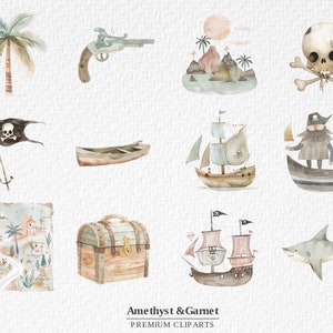 Watercolor Pirates Clipart Bundle, Watercolor Clipart PNG, Children ...