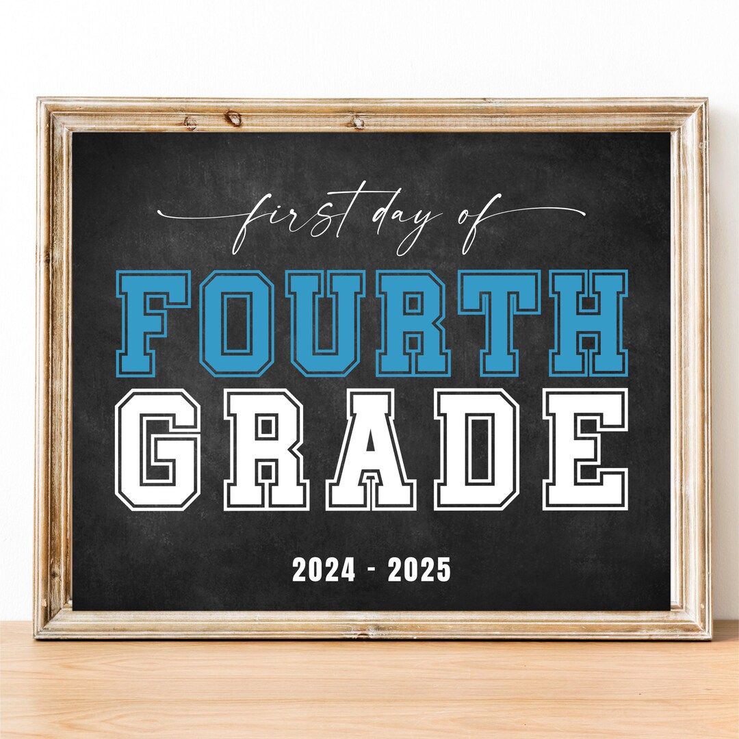 First Day of 4th Grade Sign, First Day of School Sign, Printable 4th ...