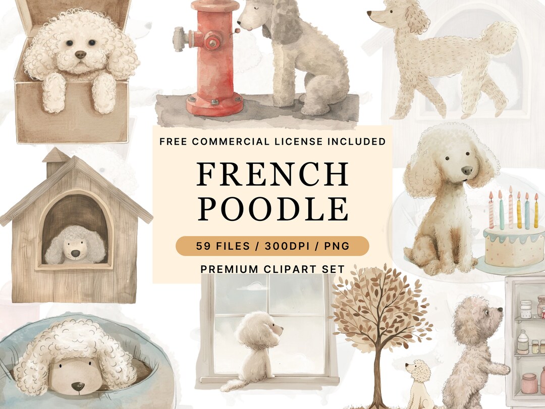 Watercolor Poodles Clipart, Cute Dog, Puppy, Animal, Dog Breed, Dog ...