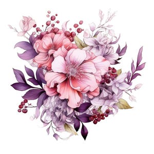 11 Boho Flowers Clipart ,commercial Use, Printable Watercolor Clipart ...