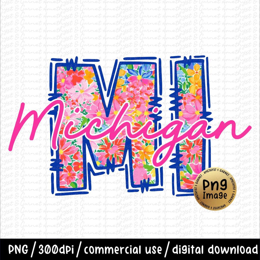Michigan Preppy Summer Shirt Design PNG, Trendy Michigan Png, Blue ...